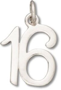 sterling silver number 16 sixteen charm