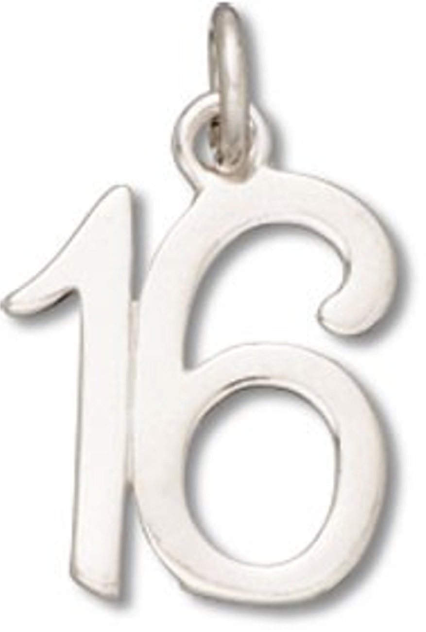 Sterling Silver Number 16 Sixteen Charm