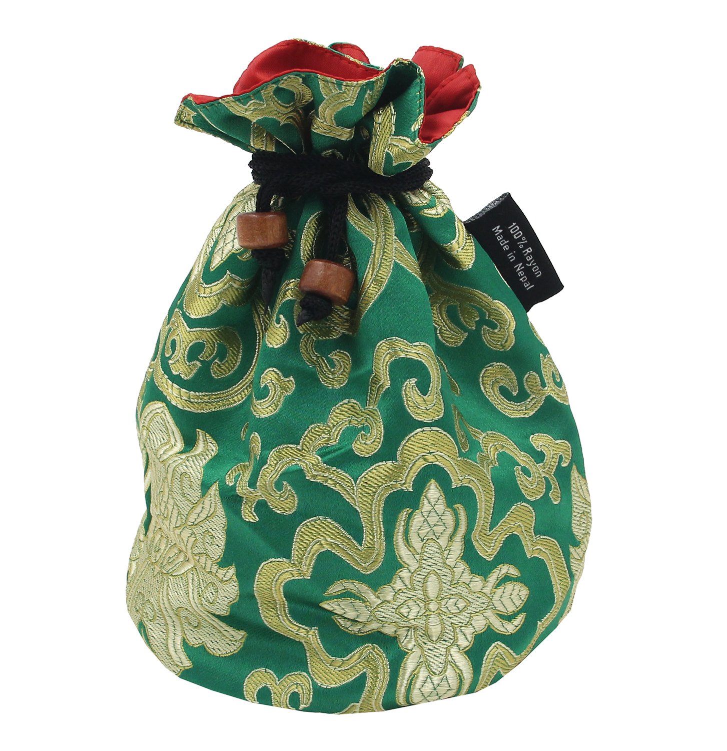 Tibetan Handmade Brocade Cloth Singing Bowl Storage Carrying Case Bag (Green)