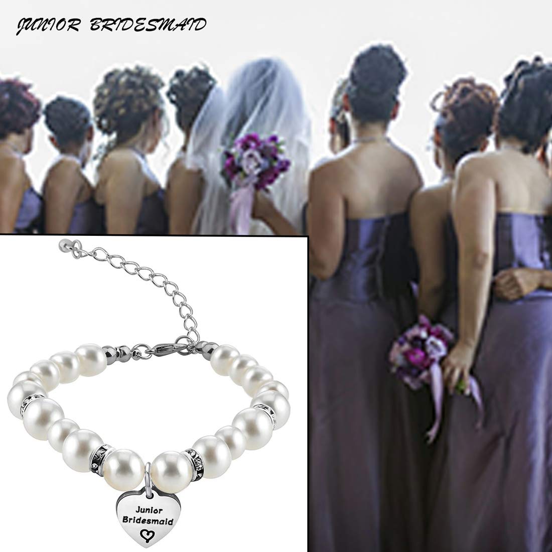 Zuo Bao Bridesmaid Jewelry Gift Crystal Pearl Bracelet for Chief/Junior Bridesmaids (Junior Bridesmaid)