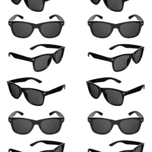 Black Sunglasses Bulk 48 Piece Party Pack- Wholesale Lot -Retro Style Risky Business-Blues Brothers Black Sunglasses for Graduation Mardi Gras Holidays-Birthdays Wedding Party Adult Kids Men Women