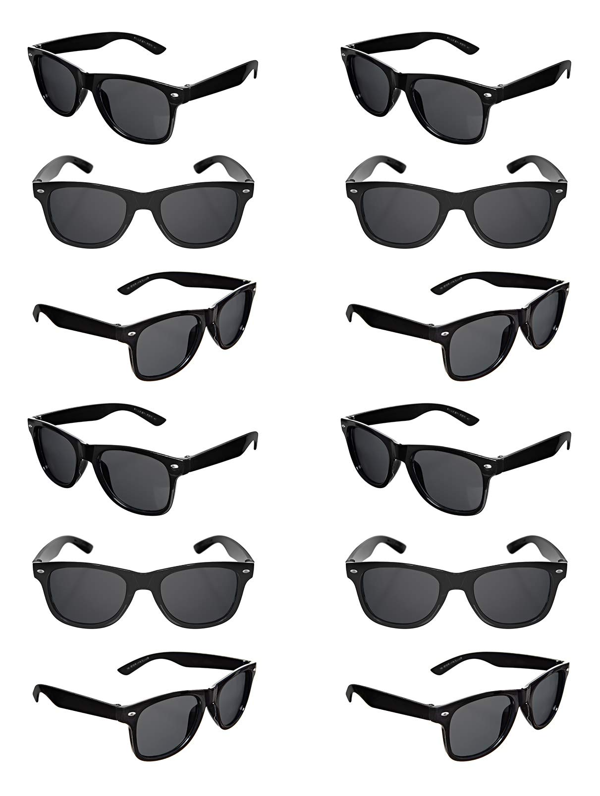 Black Sunglasses Bulk 48 Piece Party Pack- Wholesale Lot -Retro Style Risky Business-Blues Brothers Black Sunglasses for Graduation Mardi Gras Holidays-Birthdays Wedding Party Adult Kids Men Women