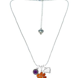 Sports Accessory Store Clemson Tigers Home Sweet Home Silver Crystal Necklace Jewelry Gift CU