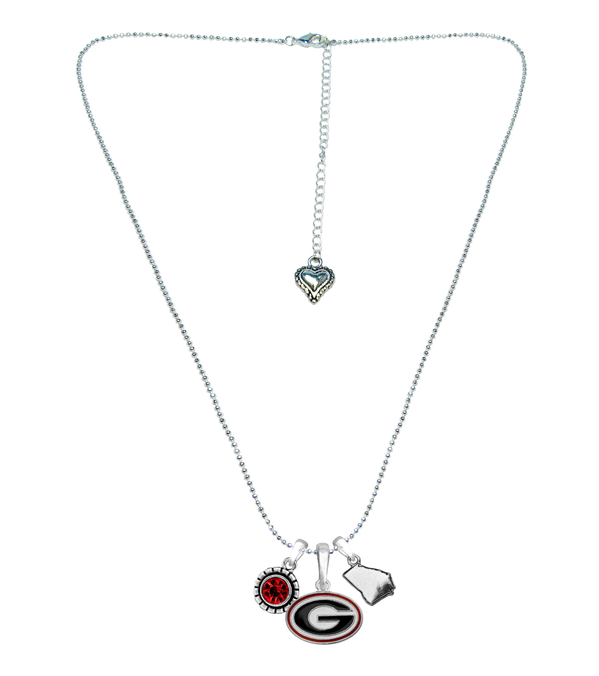 Sports Accessory Store Georgia Bulldogs Home Sweet Home Silver Crystal Necklace Jewelry Gift UGA