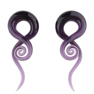 2pcs purple ear glass spiral tapers plugs tunnels expander gauges stretching body piercings jewelry (0g(8mm))