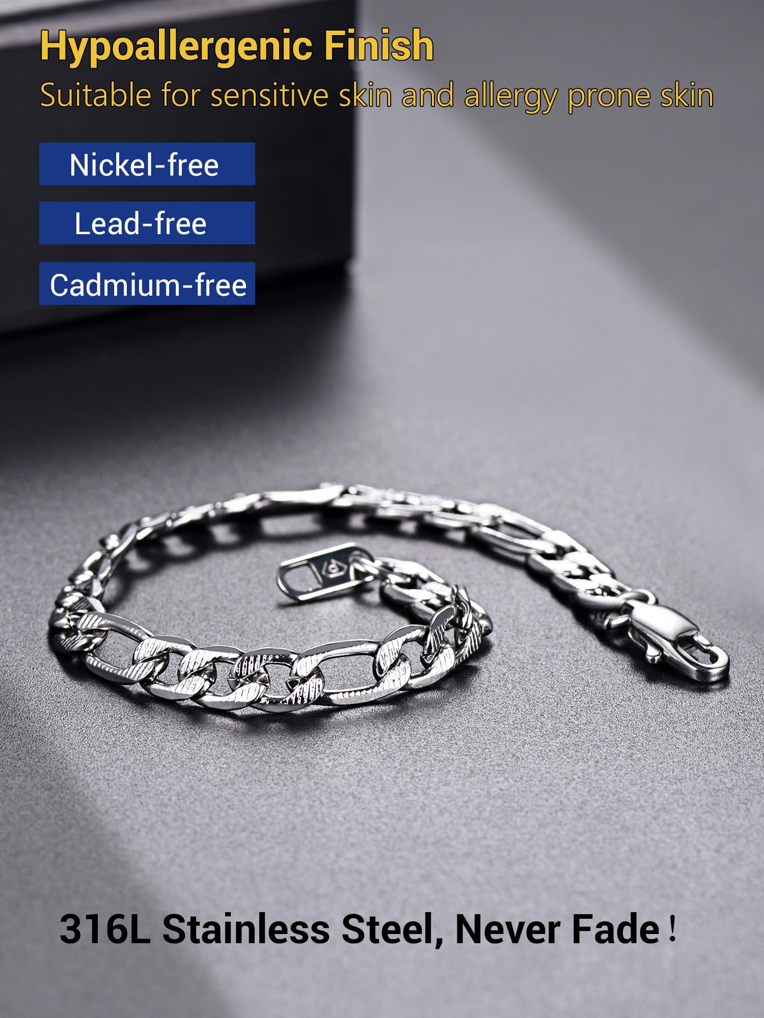 PROSTEEL Stainless Steel Chain Bracelets for Men Mens Chains Bracelet