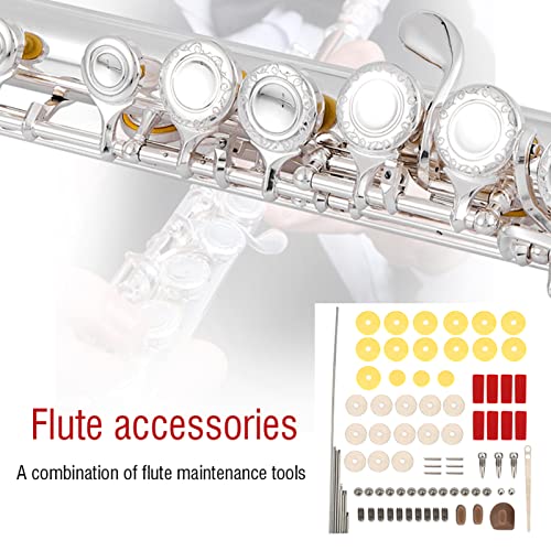 Flute Repair Tools Kit with 16pcs Open Hole Sound Pads, Musical Instrument Woodwind Maintenance Tools Set Cleaning, maintenance, maintenance