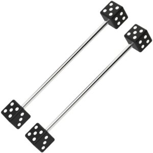 2pc 14g industrial barbell dice 35mm cartilage earrings bars blue 1 3/8 jewelry piercing (black)