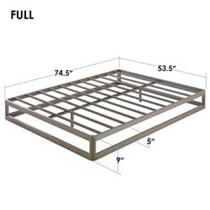 Mellow 9" Metal Platform Bed Frame w/Heavy Duty Steel Slat Mattress Foundation (No Box Spring Needed), Full, Grey