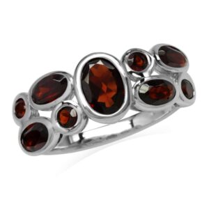 silvershake 2.78ct. natural garnet white gold plated 925 sterling silver bezel set cluster ring size 6