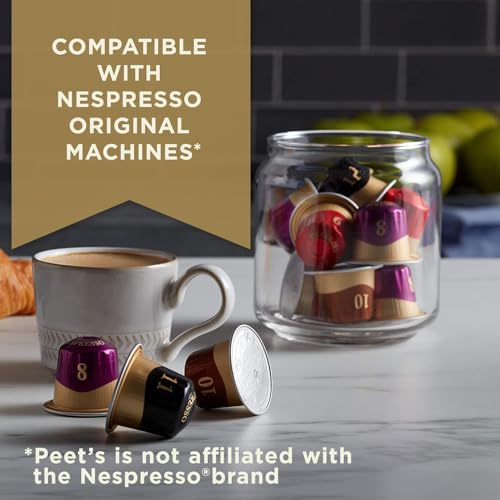 Peet's Coffee, Dark Roast Espresso Pods, Ristretto Intensity 10, 10 Count (1 Box of 10 Espresso Capsules)