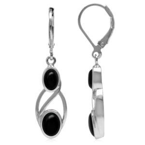 silvershake genuine black onyx white gold plated 925 sterling silver leverback dangle earrings