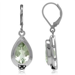 silvershake 5.44ct. 12x8mm natural pear shape green amethyst 925 sterling silver flower drop leverback earrings