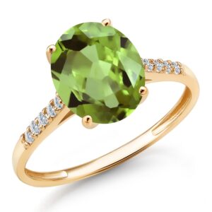 gem stone king 10k yellow gold 10x8mm oval gemstone birthstone & white diamond engagement ring | yellow gold ring for women | available in size 5-9