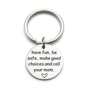 xybags new driver keychain gift, have fun, be safe, make good choices and call your mom, daughter son graduation key ring gifts