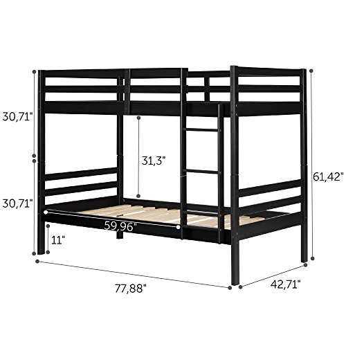 South Shore Induzy Industrial Bunk Beds, Matte Black,