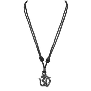 bluerica om on adjustable black cord necklace (old silver finish)