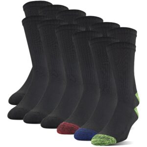 gildan men's polyester half cushion crew socks, 12-pairs, assorted, shoe size: 6-12