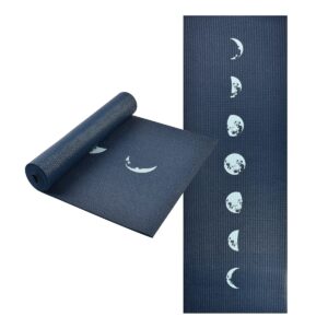 hugger mugger gallery ultra yoga mat – blue moon - beautiful print, sticky mat, durable material, 1/4″ thickness cushions bones and joints, lightweight