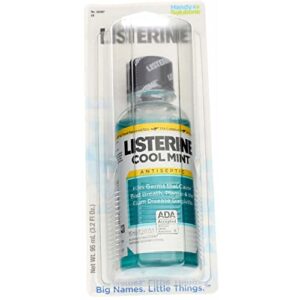 listerine cool mint antiseptic mouthwash for bad breath, travel size 3.2 oz - pack of 2