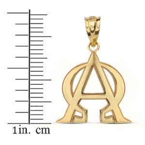 Religious Jewelry Solid 14k Yellow Gold Alpha and Omega Christian Symbols Charm Pendant