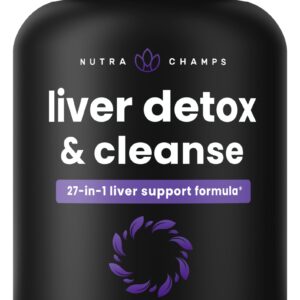 Liver Cleanse Detox & Repair Formula | 20+ Herbs: Milk Thistle Extract with Silymarin, Artichoke, Dandelion, Chicory Root Powder & More! | Premium Liver Support Pills Supplement, 60 Capsules