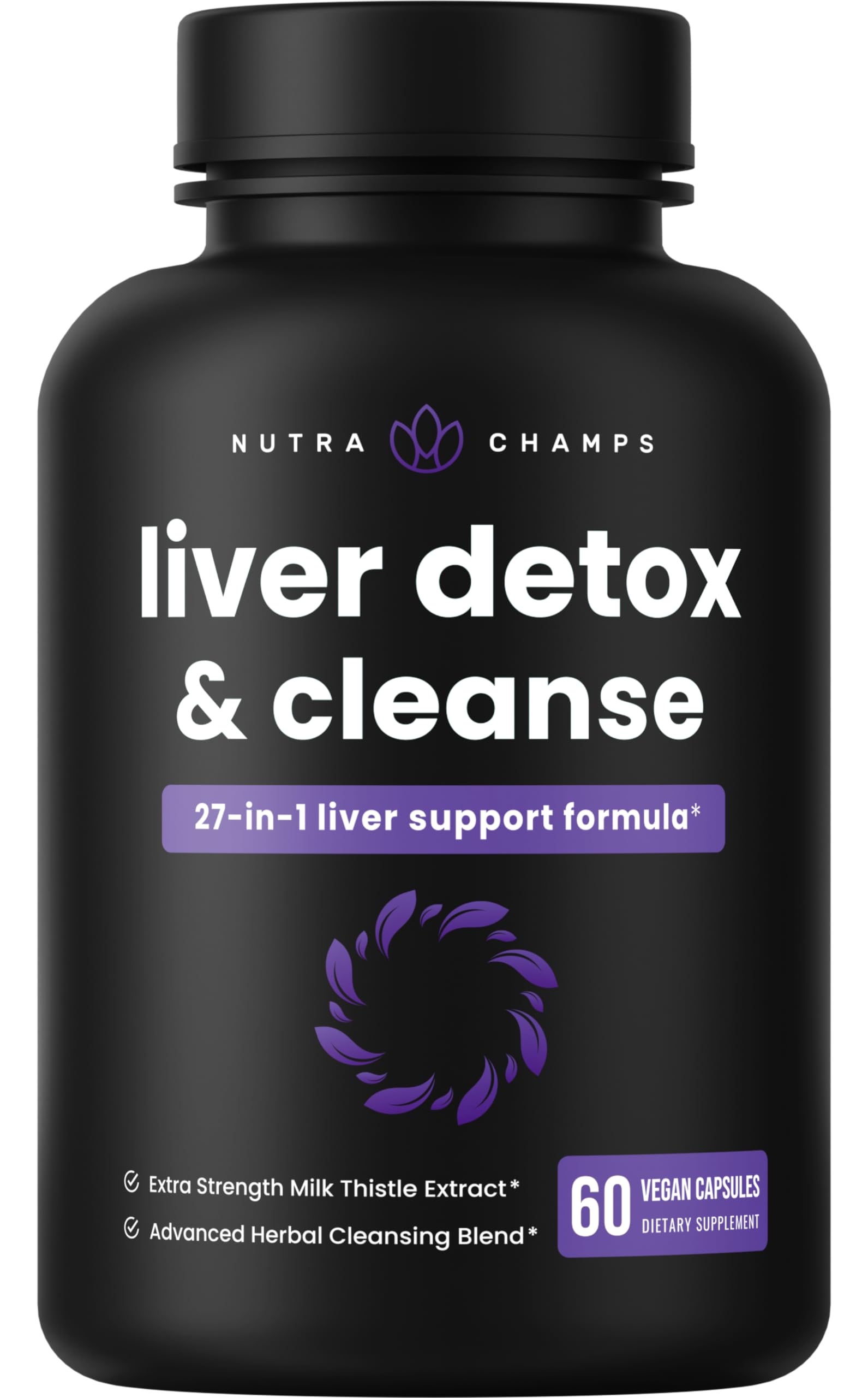 Liver Cleanse Detox & Repair Formula | 20+ Herbs: Milk Thistle Extract with Silymarin, Artichoke, Dandelion, Chicory Root Powder & More! | Premium Liver Support Pills Supplement, 60 Capsules