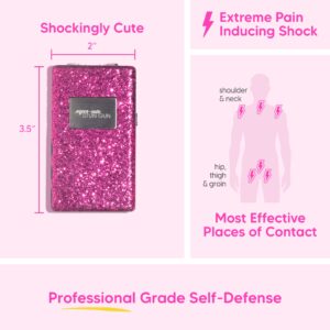 Super-Cute Stun Gun - Powerful High Voltage, Compact Stun Gun with Wrist Strap & Safety Lock - Pink Glitter, 1 Count