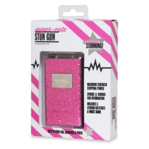 Super-Cute Stun Gun - Powerful High Voltage, Compact Stun Gun with Wrist Strap & Safety Lock - Pink Glitter, 1 Count