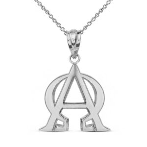 religious jewelry 925 sterling silver alpha and omega christian symbols pendant necklace, 22"