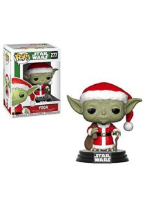 funko pop star wars: holiday - santa yoda collectible figure, multicolor