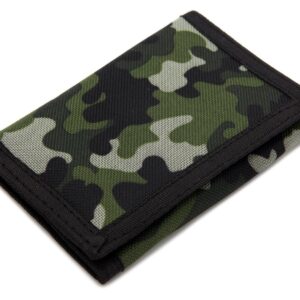 AI-DEE RFID Trifold Canvas Outdoor Sports Wallet for Kids- Christmas Gifts for Boys - Front Pocket Wallet with Magic Sticker - (Camouflage)