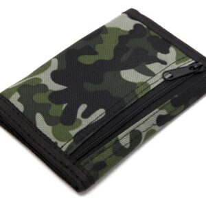 AI-DEE RFID Trifold Canvas Outdoor Sports Wallet for Kids- Christmas Gifts for Boys - Front Pocket Wallet with Magic Sticker - (Camouflage)