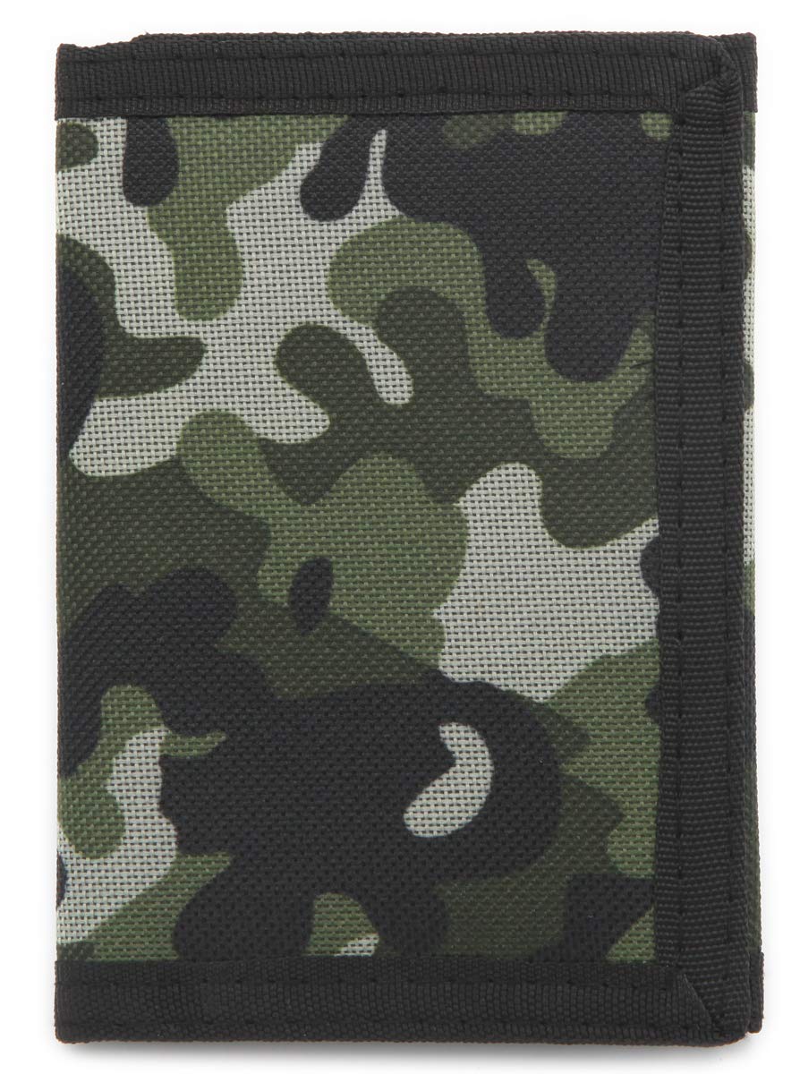 AI-DEE RFID Trifold Canvas Outdoor Sports Wallet for Kids- Christmas Gifts for Boys - Front Pocket Wallet with Magic Sticker - (Camouflage)