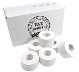 faz sports white athletic tape -trainer & therapist choice premium 1.5" x 30' 32 rolls per case. made in usa