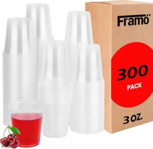 framo 3 oz clear plastic cups, small disposable bathroom mouthwash cups,(300 count)