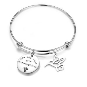 ensianth now she flies with hummingbirds brcelet hummingbird memorial jewelry sympathy gift for her (hummingbirds bracelet)