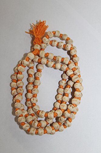 IS4A Hare Rama Hare Krishna Tulsi Holy Basil Japa Mala 108-1 8mm Beads Tulsi Mala With Gomukhi Japa Bag (Orange Knotted)