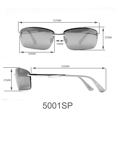 SOUTHPOLE 5001SP Frameless Sports Wrap Metal Rectangular UV400 Protection-Cool Sunglasses for Men, 63 mm, Gunmetal & Blue