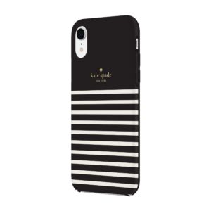 kate spade new york Black/Cream Feeder Stripe Case for iPhone XR - Soft Touch Protective Hardshell