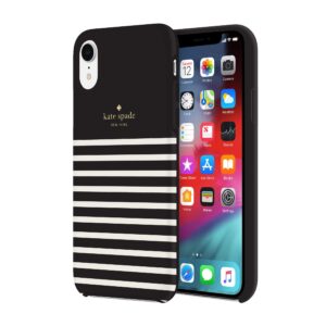 kate spade new york Black/Cream Feeder Stripe Case for iPhone XR - Soft Touch Protective Hardshell