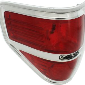 Garage-Pro Tail Light Lamp Compatible with 2009-2014 Ford F-150 Styleside Red Lens Driver Side With Chrome Bezel Trim Design