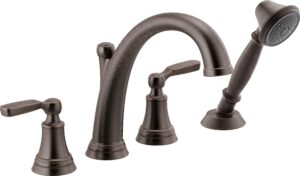 delta faucet t4732-rb woodhurst roman tub with handshower trim, venetian bronze (valve sold separately)