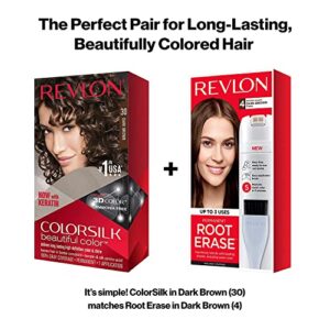 Revlon Permanent Hair Color, Permanent Hair Dye, Colorsilk with 100% Gray Coverage, Ammonia-Free, Keratin and Amino Acids, 30 Dark Brown, 4.4 Oz (Pack of 3)