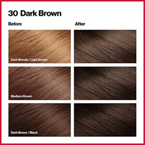 Revlon Permanent Hair Color, Permanent Hair Dye, Colorsilk with 100% Gray Coverage, Ammonia-Free, Keratin and Amino Acids, 30 Dark Brown, 4.4 Oz (Pack of 3)