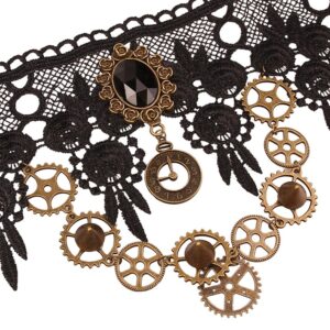 MIUNIKO Women Party Gothic Steampunk Gear Collar Choker Necklace Party Accessories