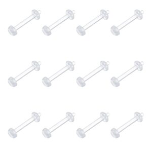 vcmart clear cartilage earring-12pcs 16g clear acrylic bioflex tragus retainer lip rings nose studs labret monroe ear helix earring clear flat top 10mm