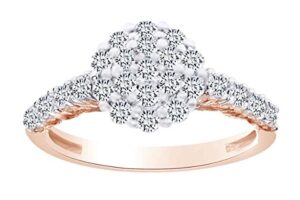 affy 14k solid rose gold round cut white natural diamond halo cluster engagement wedding ring 0.75 cttw ring size-13