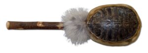 native american "style" turtle shell rattle with fur