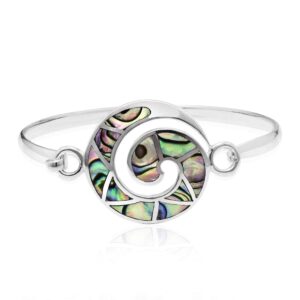 honolulu jewelry company sterling silver abalone paua shell swirl bangle bracelet